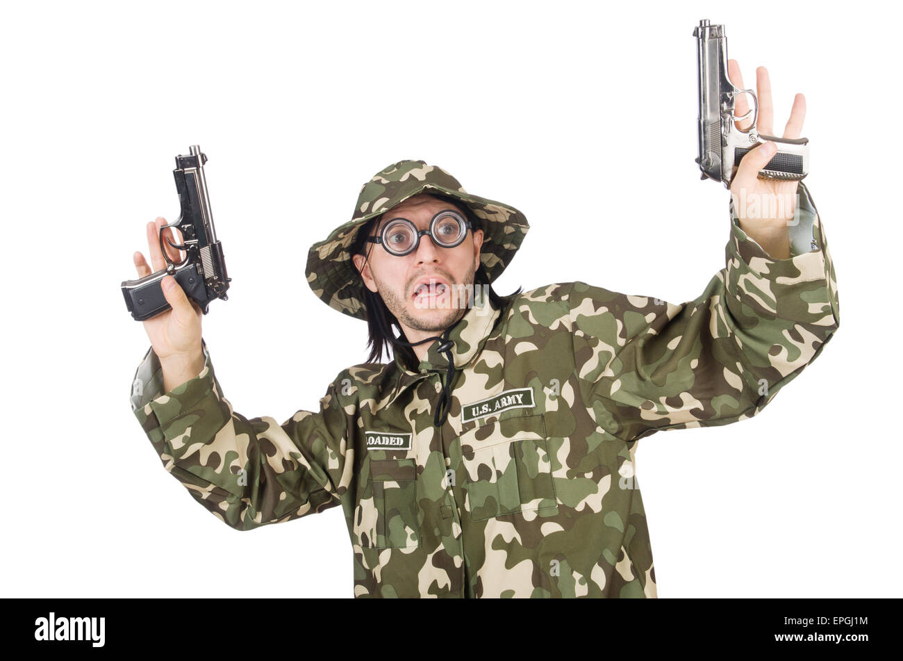 Funny soldier in military concept Stock Photo - Alamy