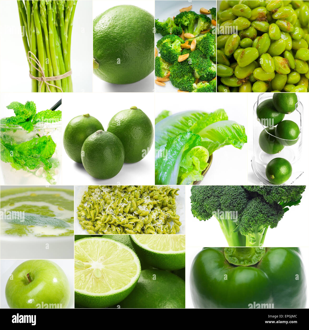 green healthy food collage collection Stock Photo - Alamy
