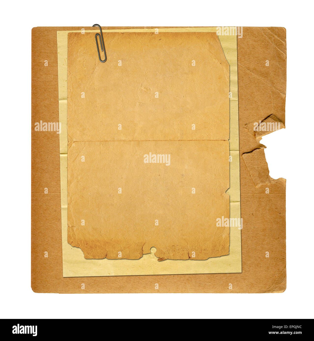 Set of old archival papers and vintage postcard isolated on white ...