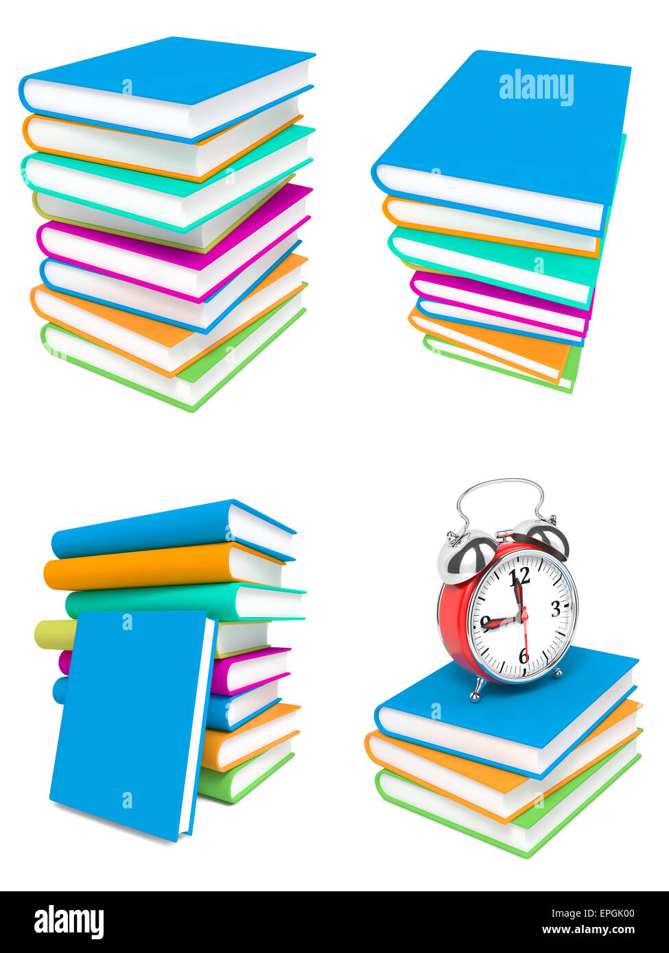 Stack of Colorful Books. Isolated on White Background Stock Photo - Alamy
