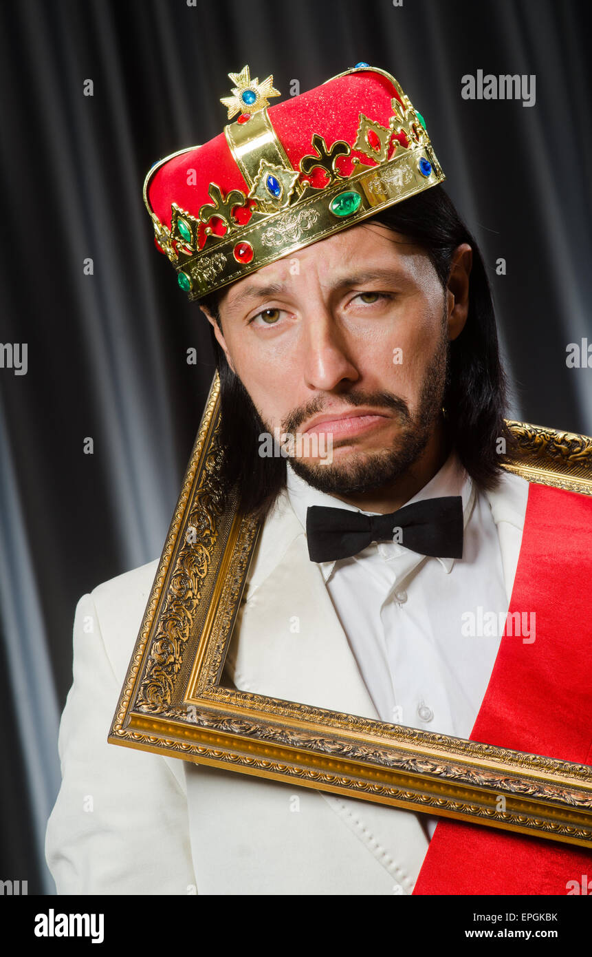 King with picture frame in funny concept Stock Photo - Alamy