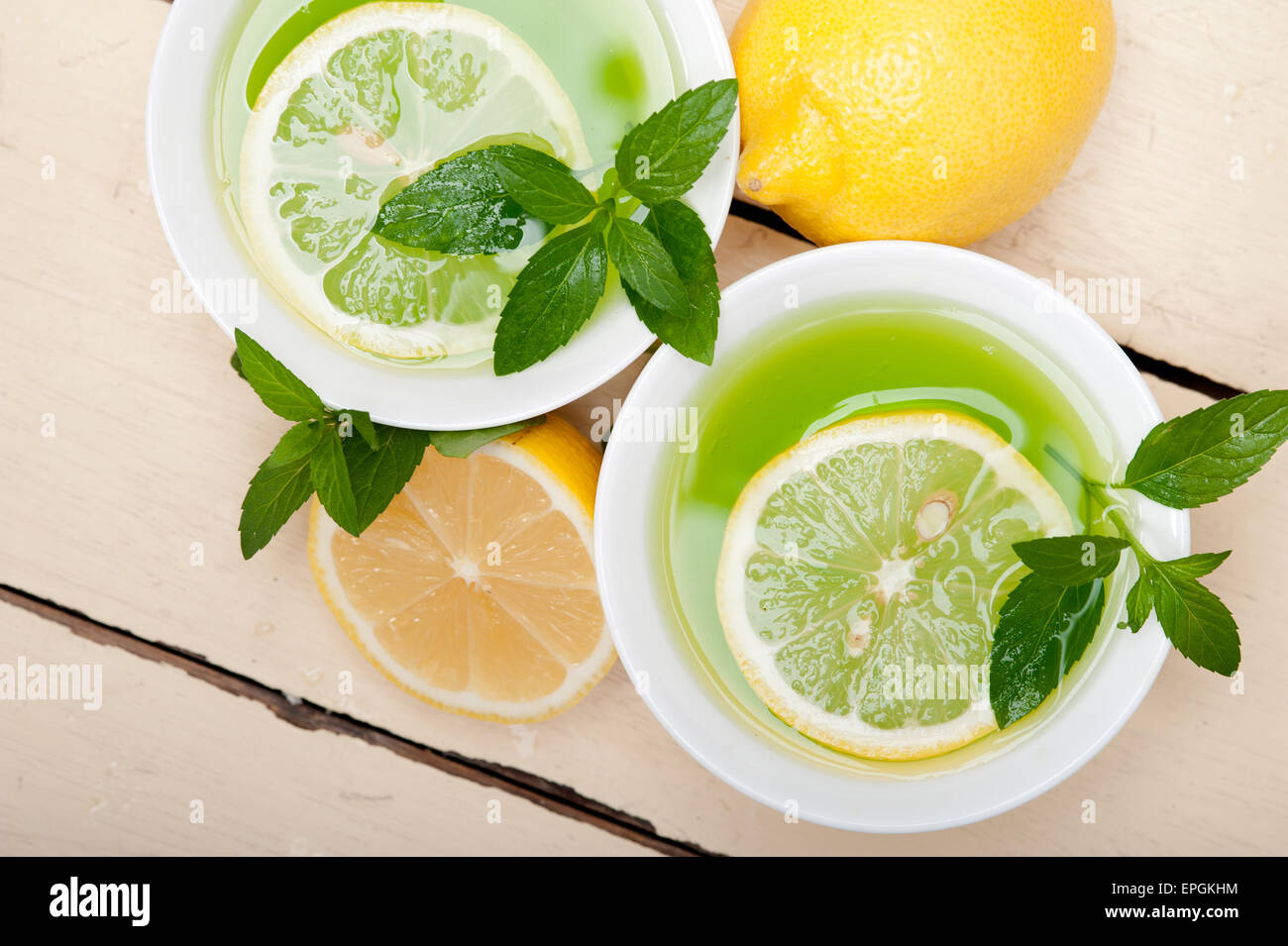 mint infusion tea tisane with lemon Stock Photo - Alamy