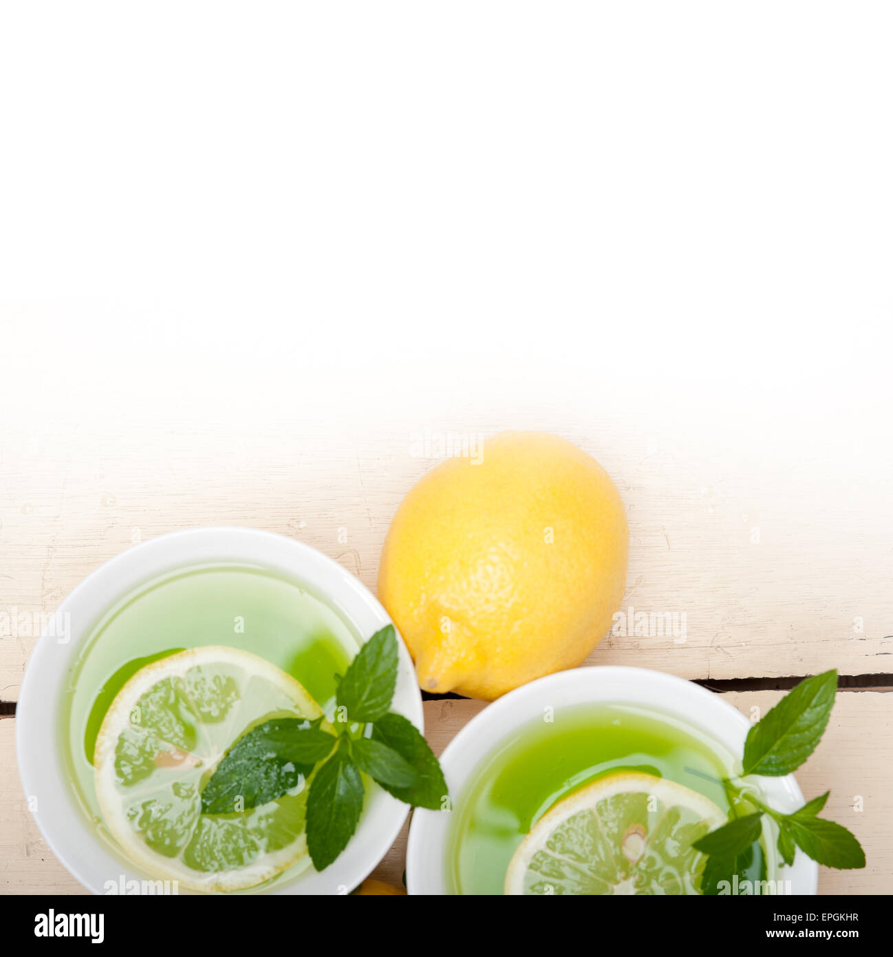 mint infusion tea tisane with lemon Stock Photo - Alamy