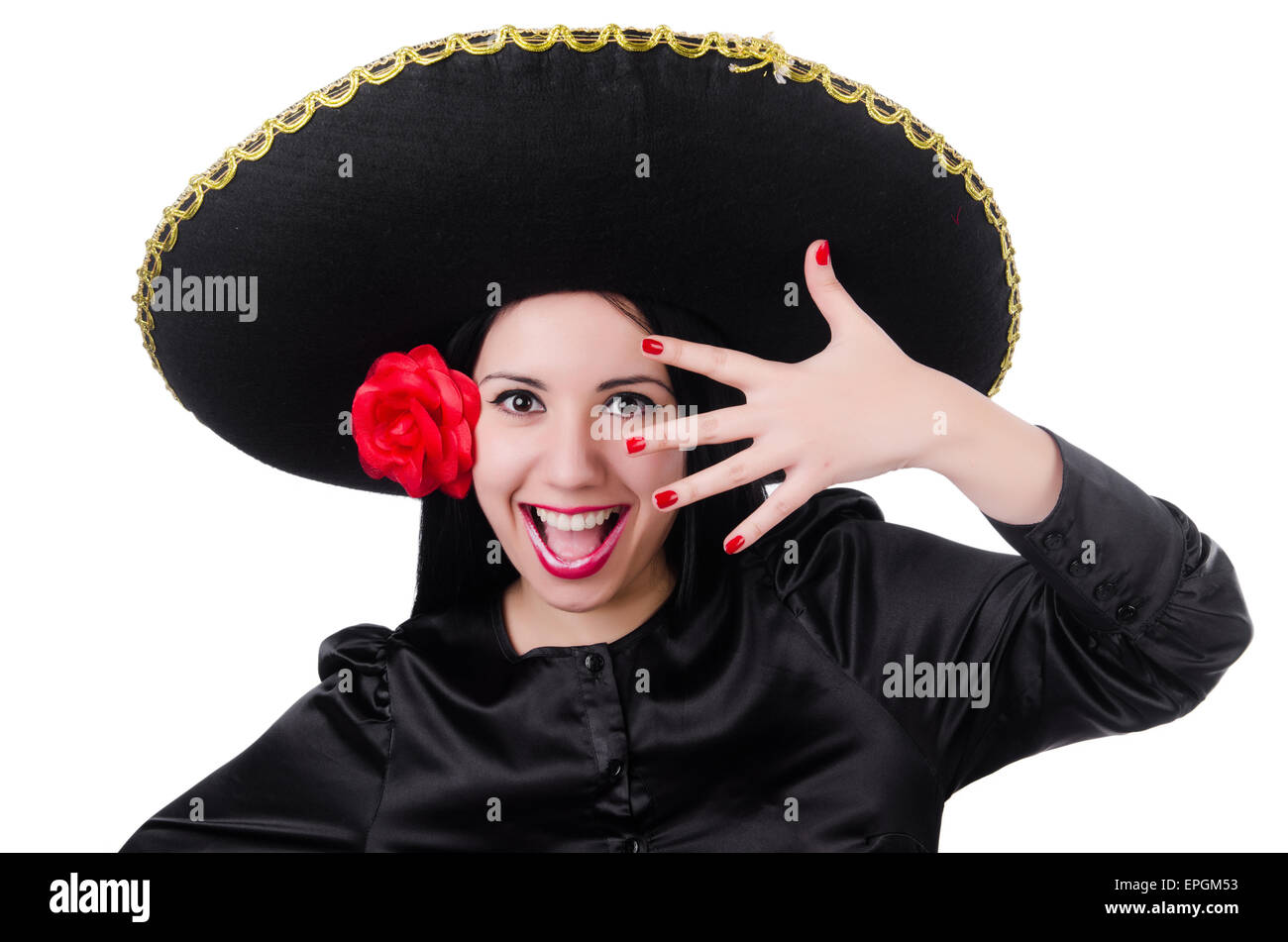Mexican woman isolated on the white background Stock Photo - Alamy