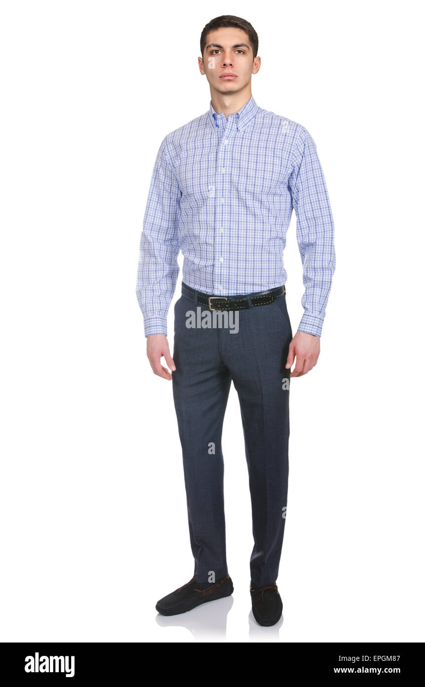 Man in fashion look isolated on white Stock Photo - Alamy