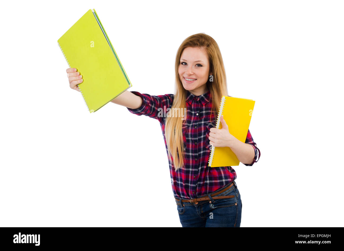 Young student isolated on the white background Stock Photo - Alamy