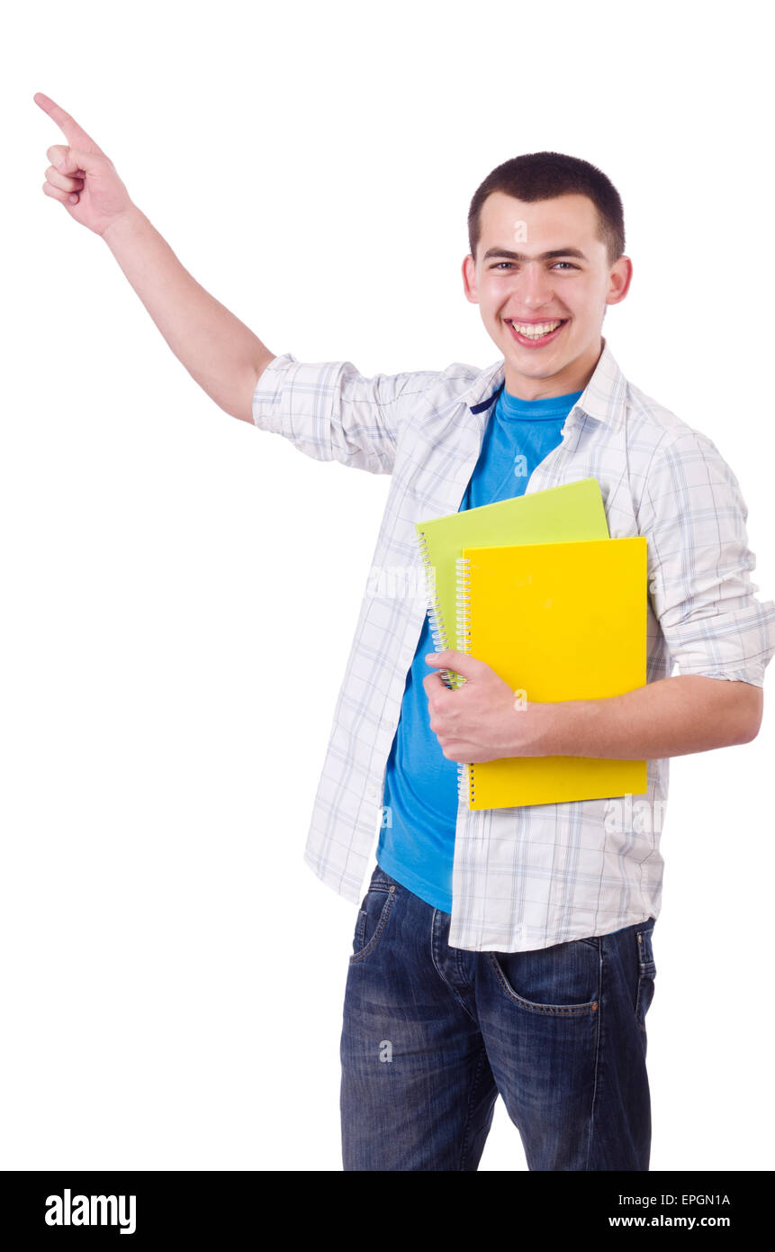 Young male student isolated on white Stock Photo - Alamy