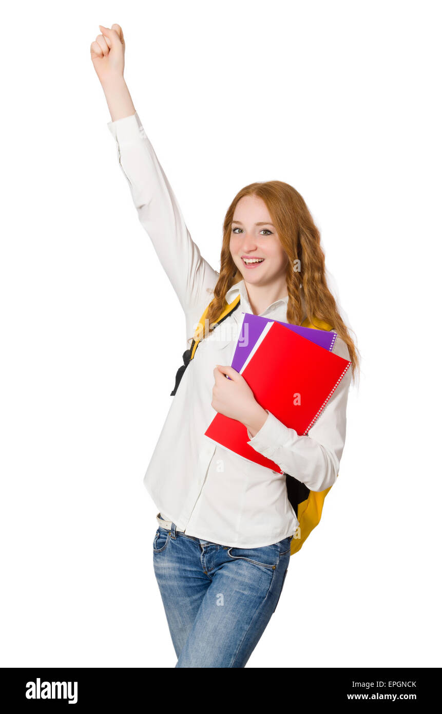 Young student isolated on white Stock Photo - Alamy