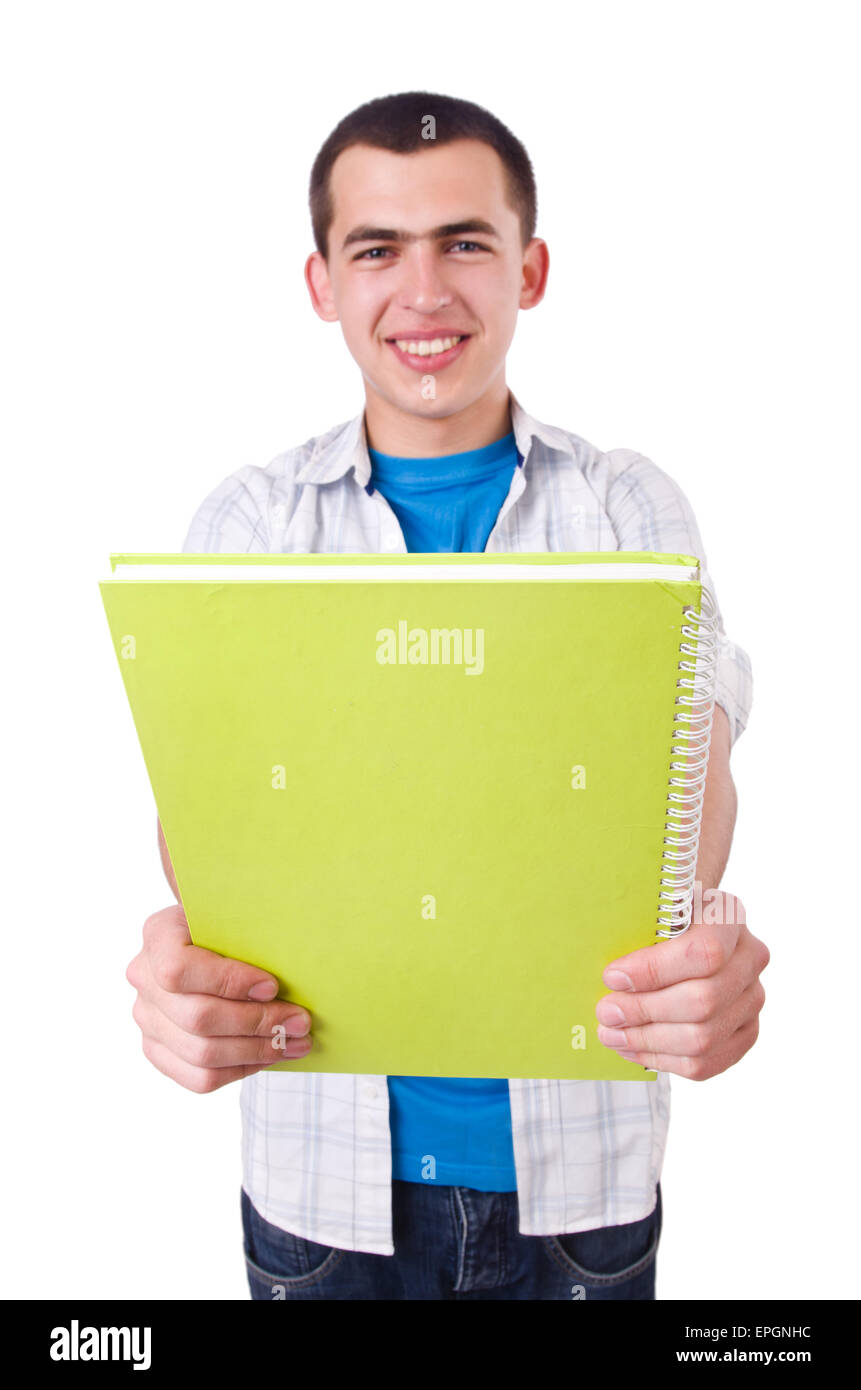 Young male student isolated on white Stock Photo - Alamy
