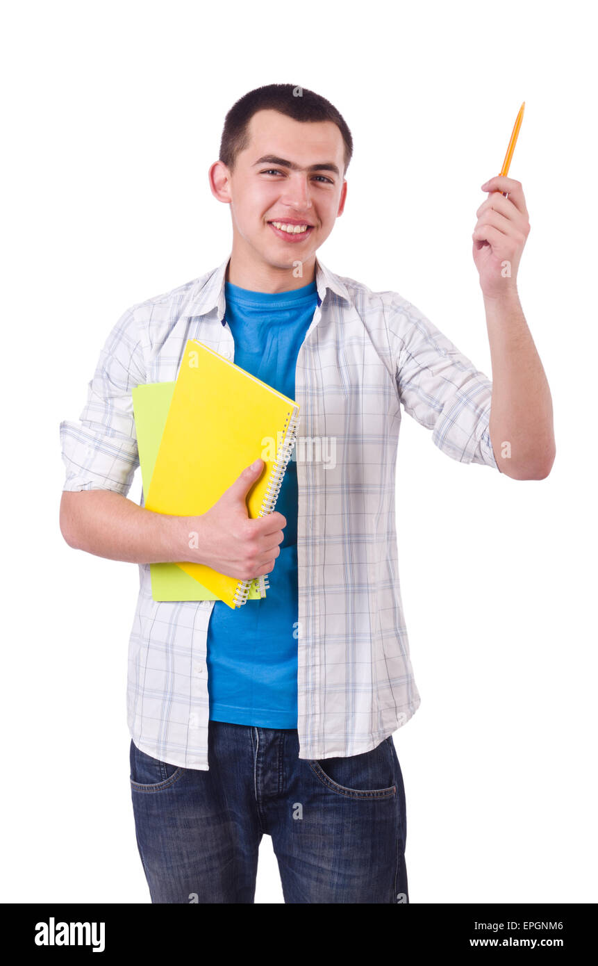 Young male student isolated on white Stock Photo - Alamy