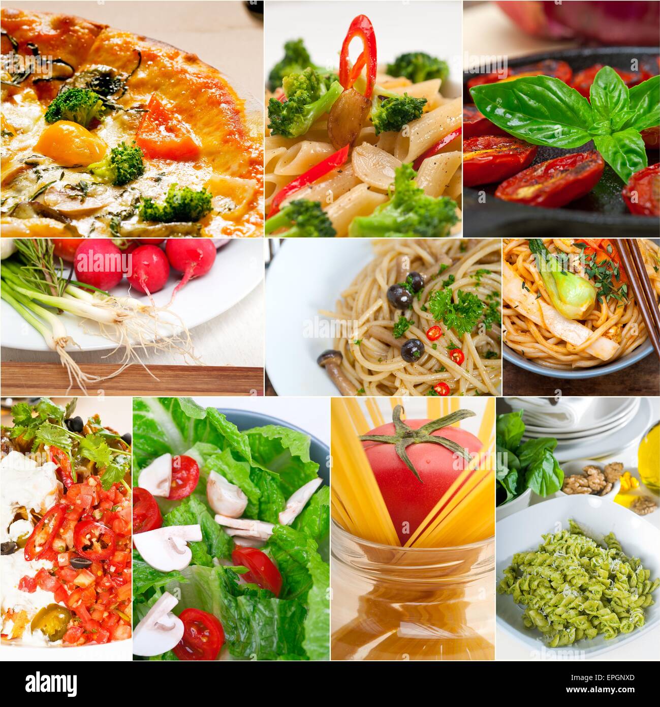 healthy Vegetarian vegan food collage Stock Photo - Alamy