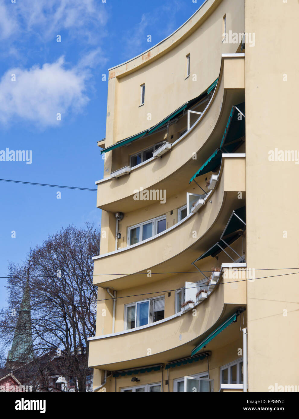 Rounded facade apartment building block High Resolution Stock ...