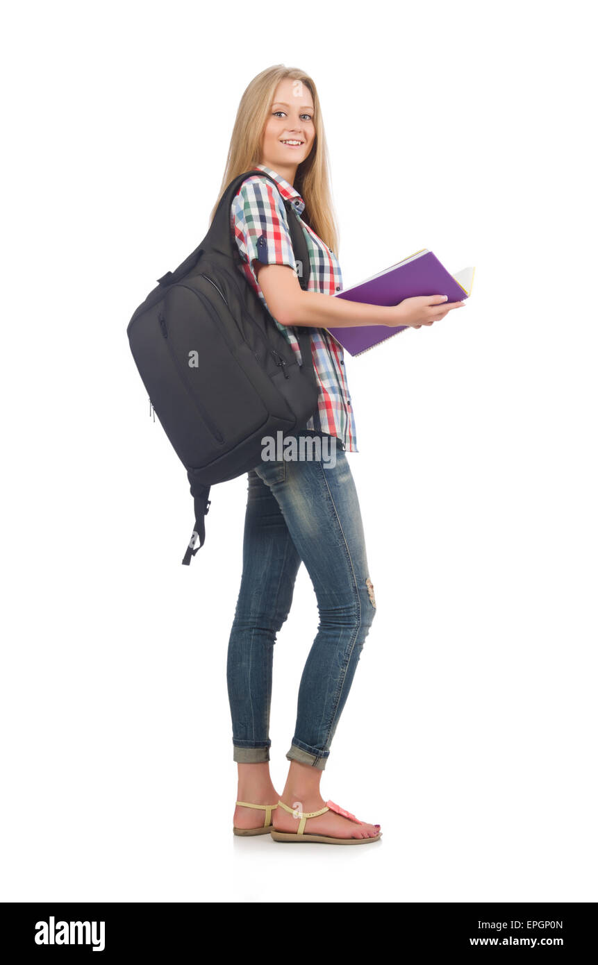 Young student isolated on the white background Stock Photo - Alamy