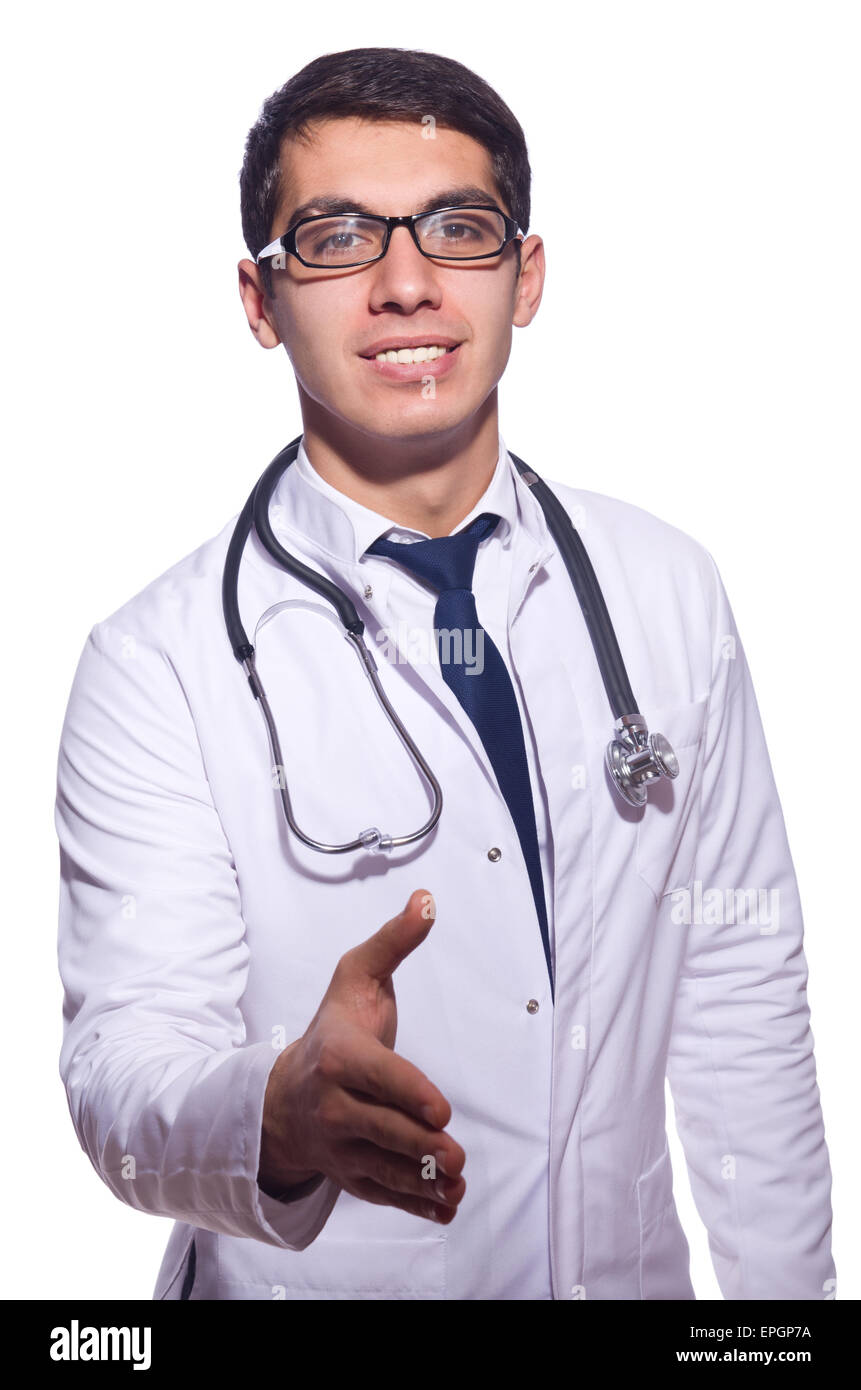 Young male doctor isolated on white Stock Photo - Alamy
