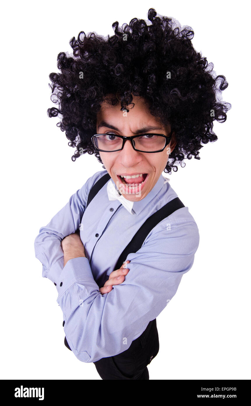 Funny guy isolated on the white background Stock Photo - Alamy