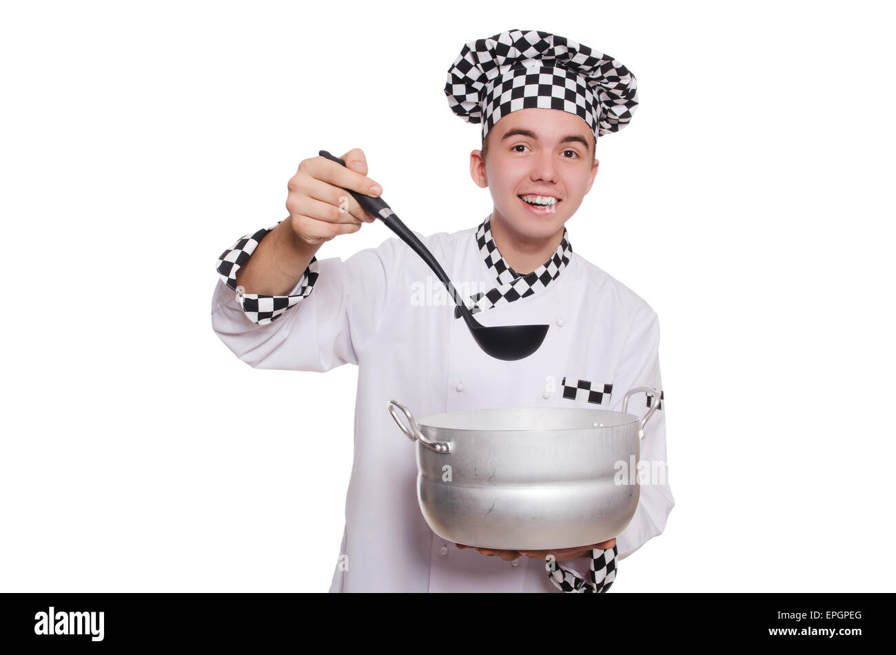 Funny male cook isolated on white Stock Photo - Alamy