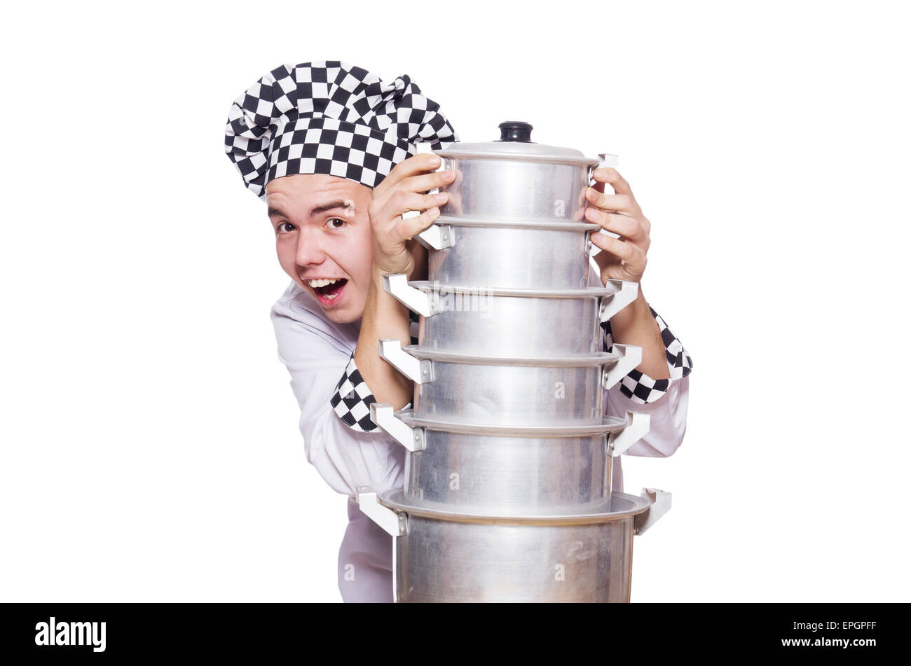 Funny male cook isolated on white Stock Photo - Alamy