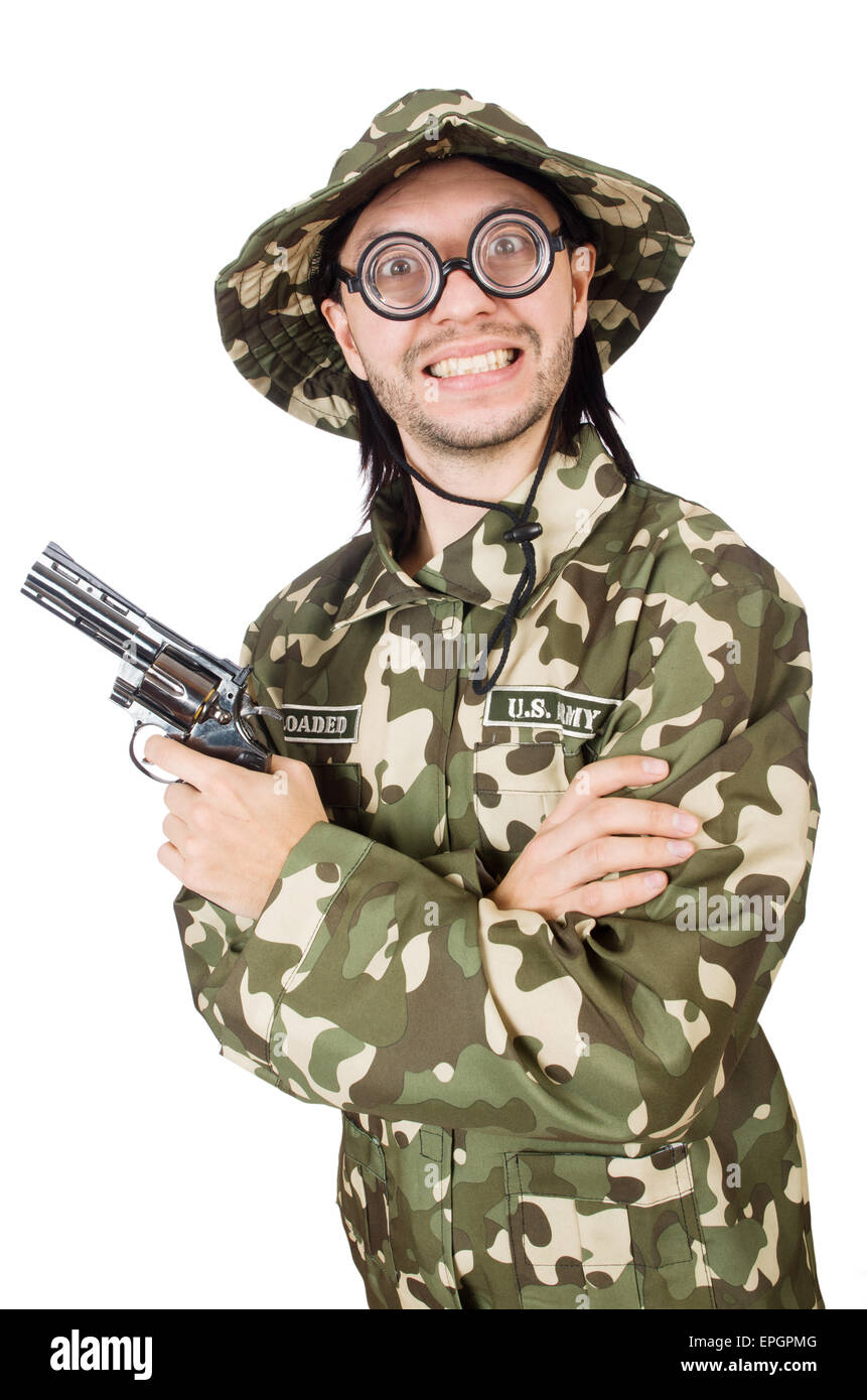 Funny soldier in military concept Stock Photo - Alamy