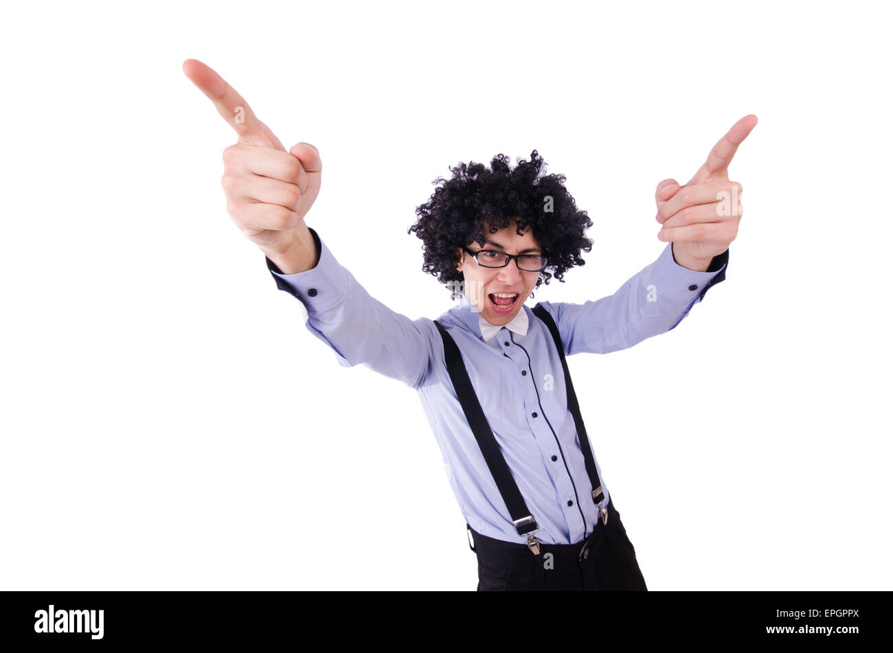 Funny guy isolated on the white background Stock Photo - Alamy