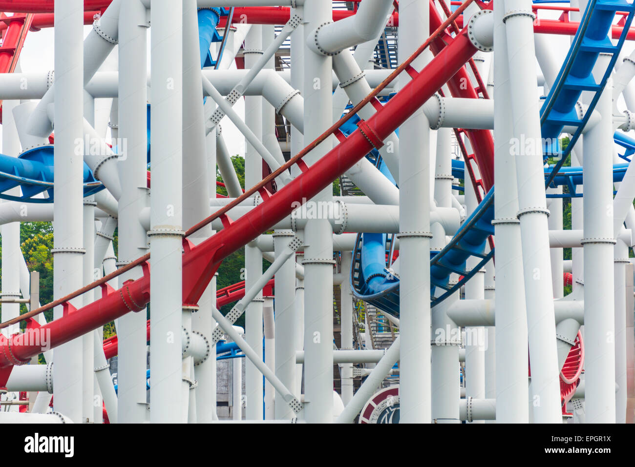 Railway of roller coaster in amusement park Stock Photo - Alamy