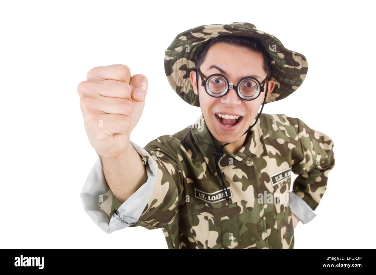 Funny soldier in military concept Stock Photo - Alamy