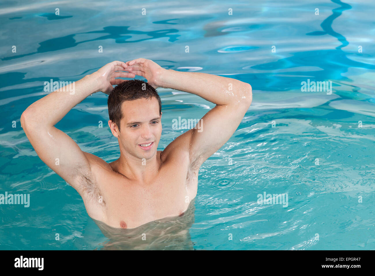 Man in to the pool Stock Photo - Alamy