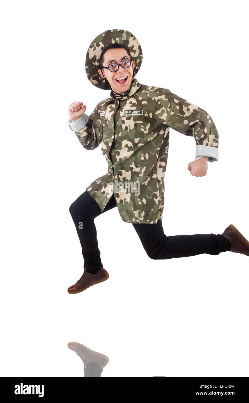 Funny soldier in military concept Stock Photo - Alamy