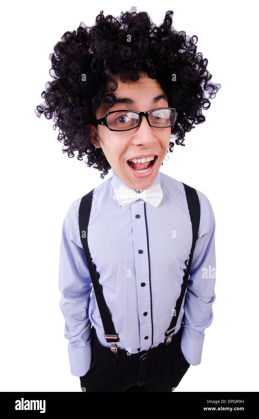 Funny guy isolated on the white background Stock Photo - Alamy