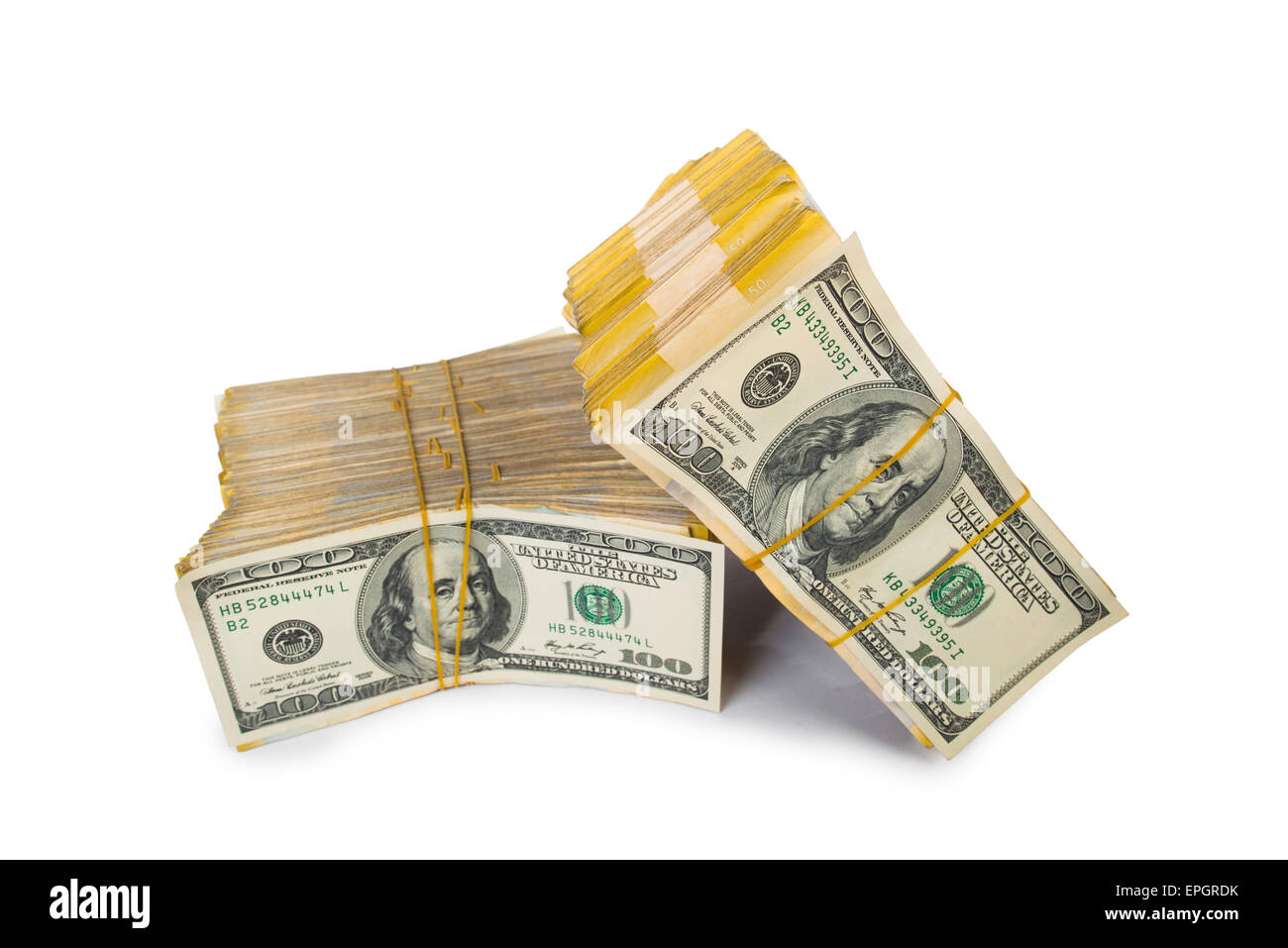 Stack of dollars in business concept isolated on white Stock Photo - Alamy