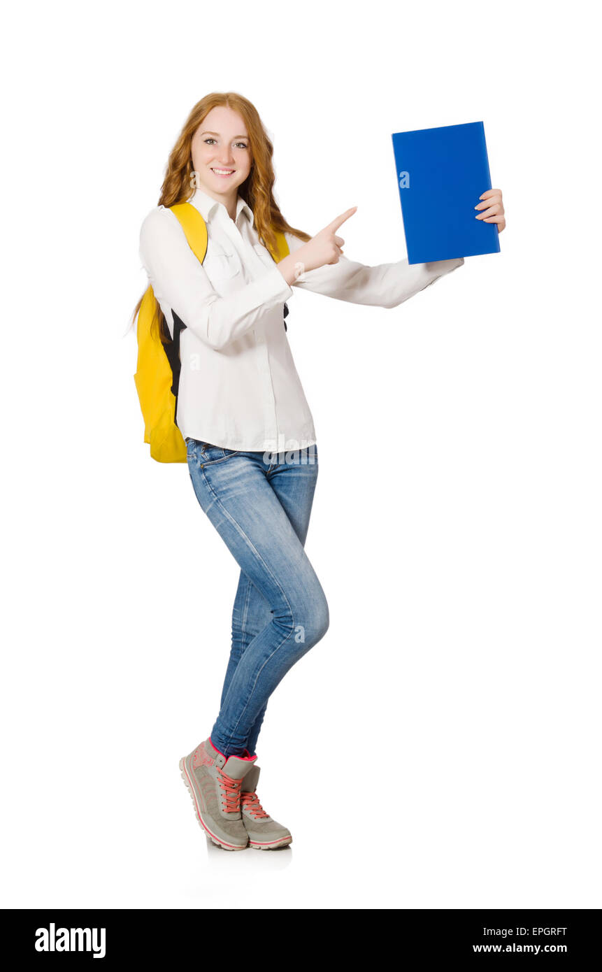 Young student isolated on the white background Stock Photo - Alamy