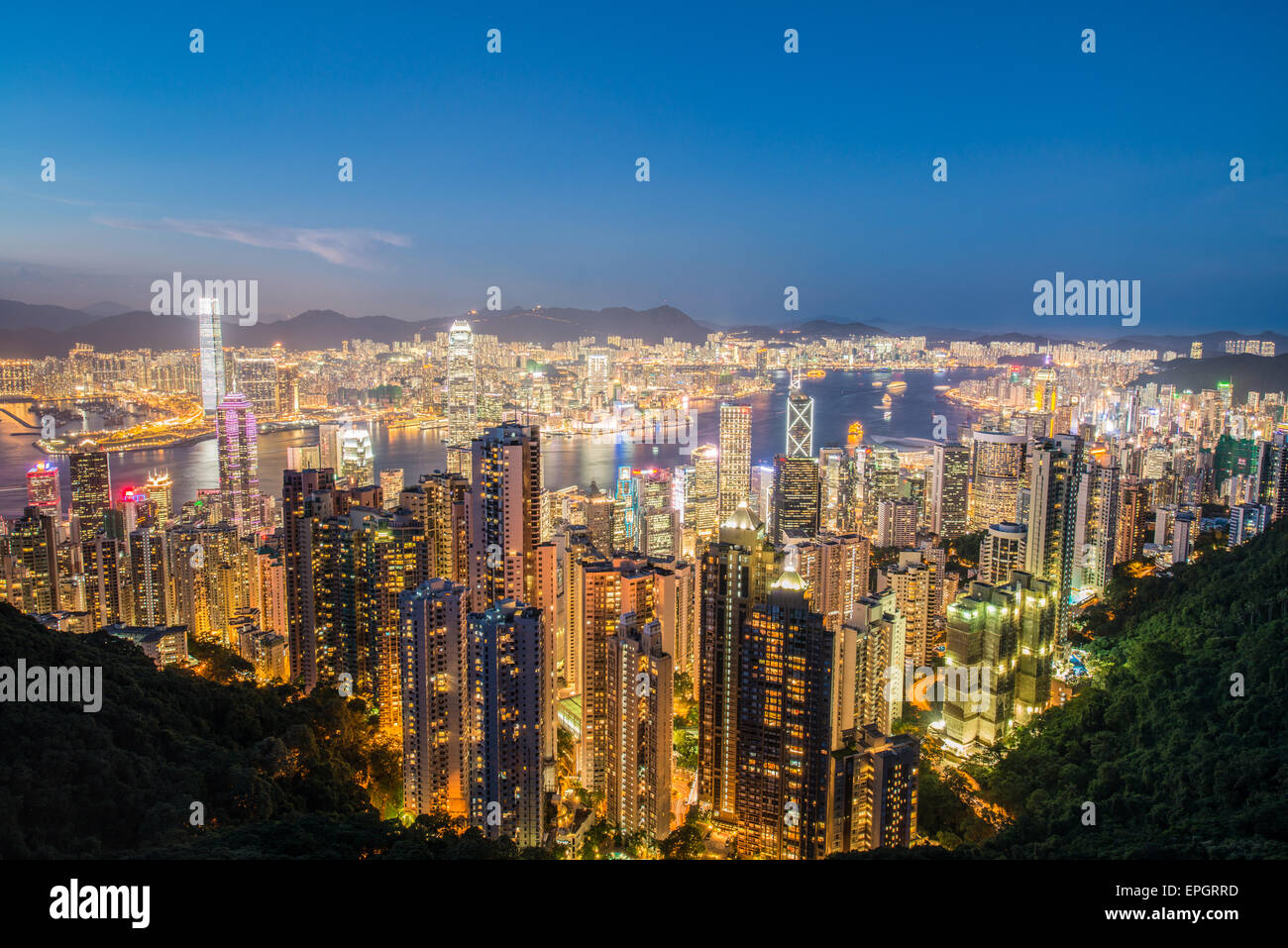 View of Hong Kong during sunset hours Stock Photo - Alamy