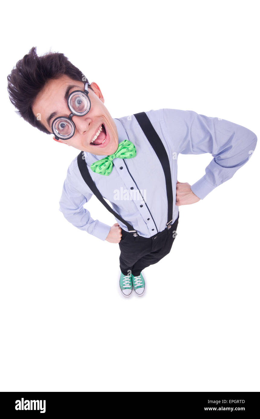 Funny guy isolated on the white background Stock Photo - Alamy