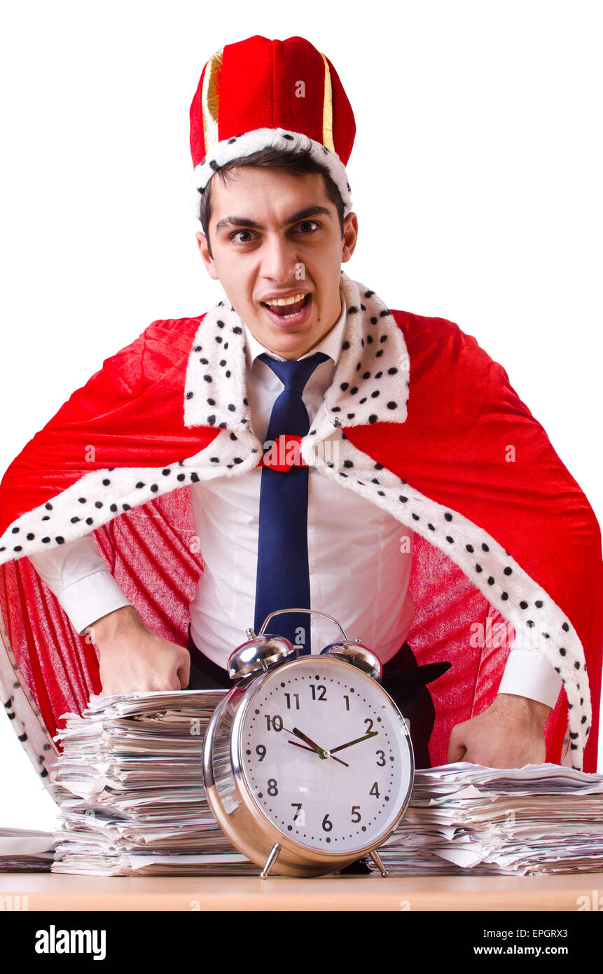 King businessman with lots of paperwork Stock Photo - Alamy