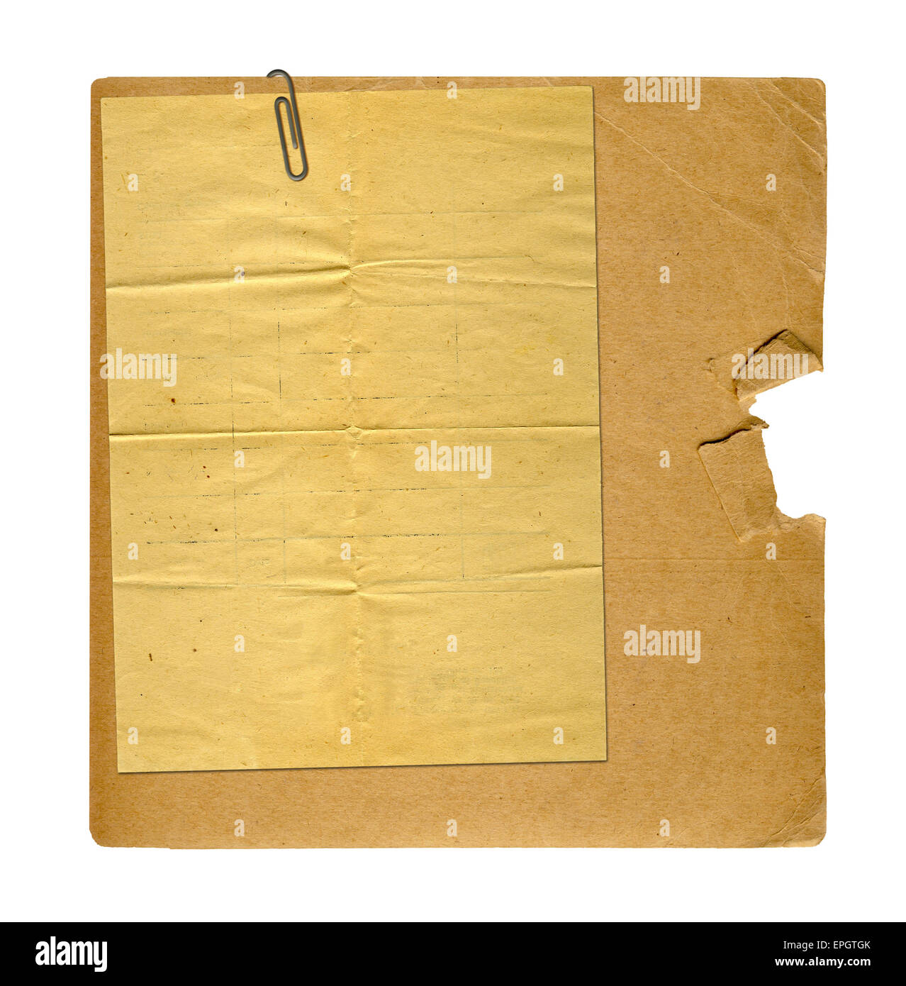 Set of old archival papers and vintage postcard isolated on white ...