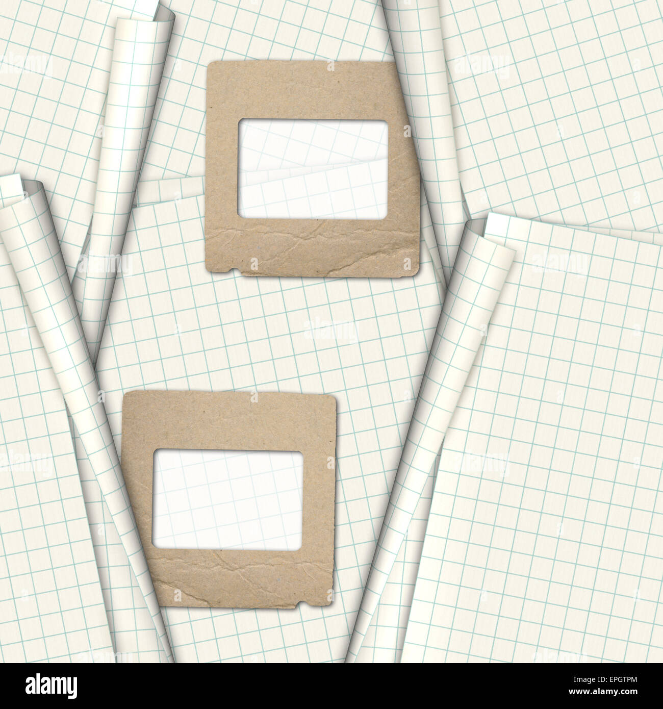 Old paper slides for photos on notebook sheet Stock Photo - Alamy