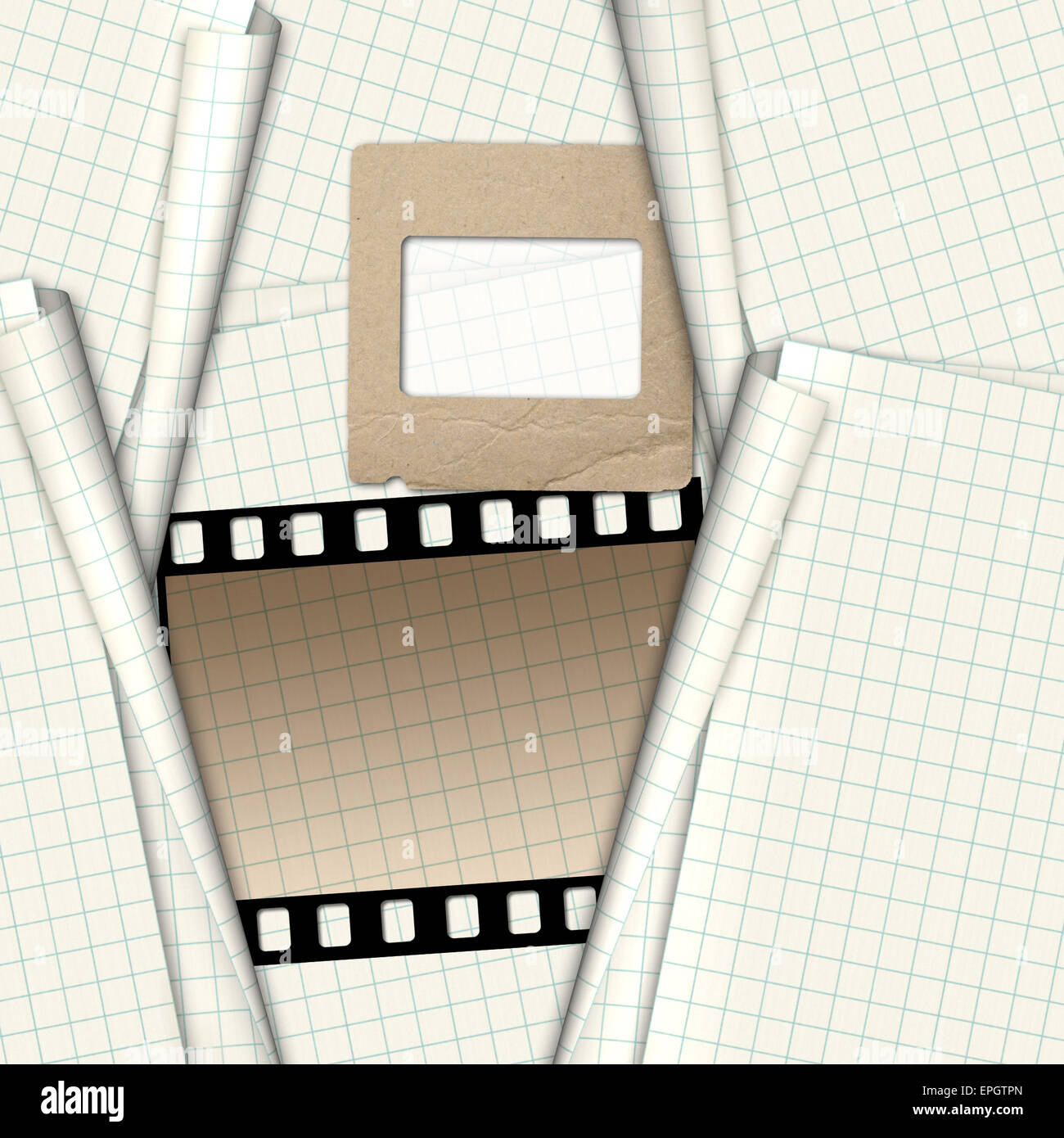 Old paper slides for photos on notebook sheet Stock Photo - Alamy