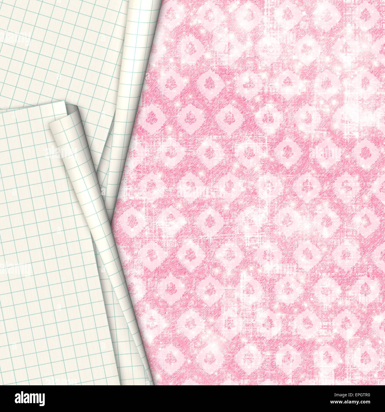 Sheets school notebook paper on the abstract background Stock Photo - Alamy