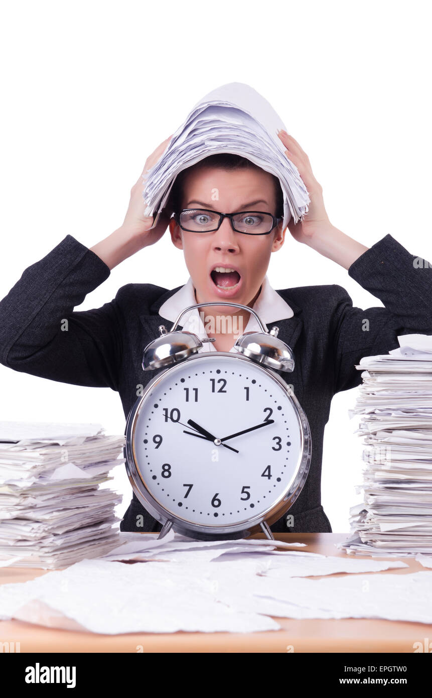 Woman businesswoman under stress missing her deadlines Stock Photo - Alamy