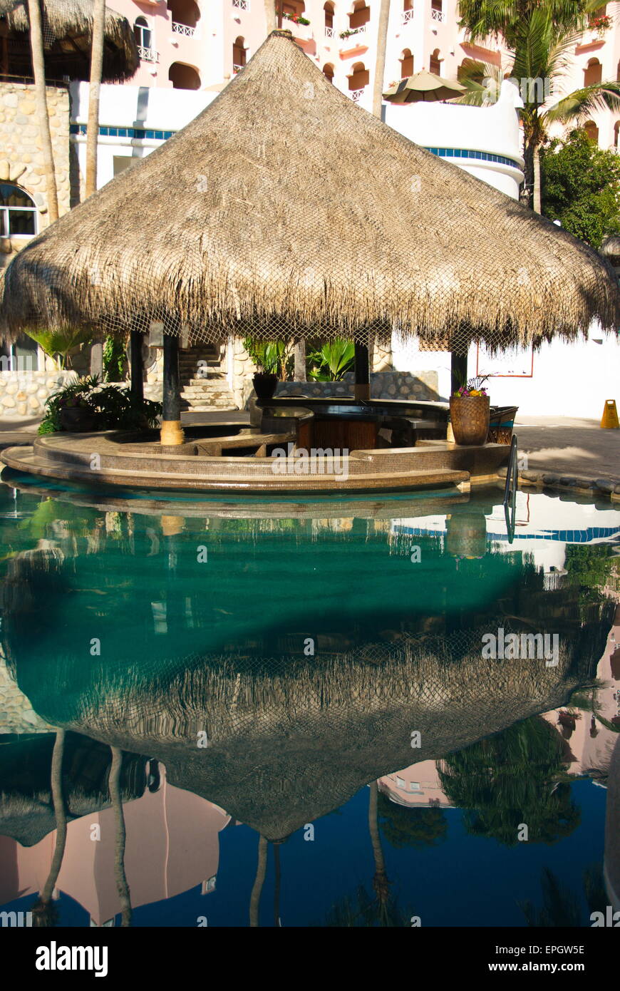 Pool Side Palapa Custom Arc Barbeque With Palapa, Tile Top, Raised