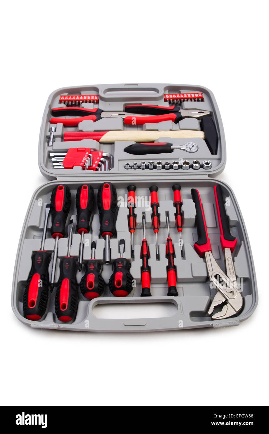 Toolkit isolated on the white background Stock Photo - Alamy