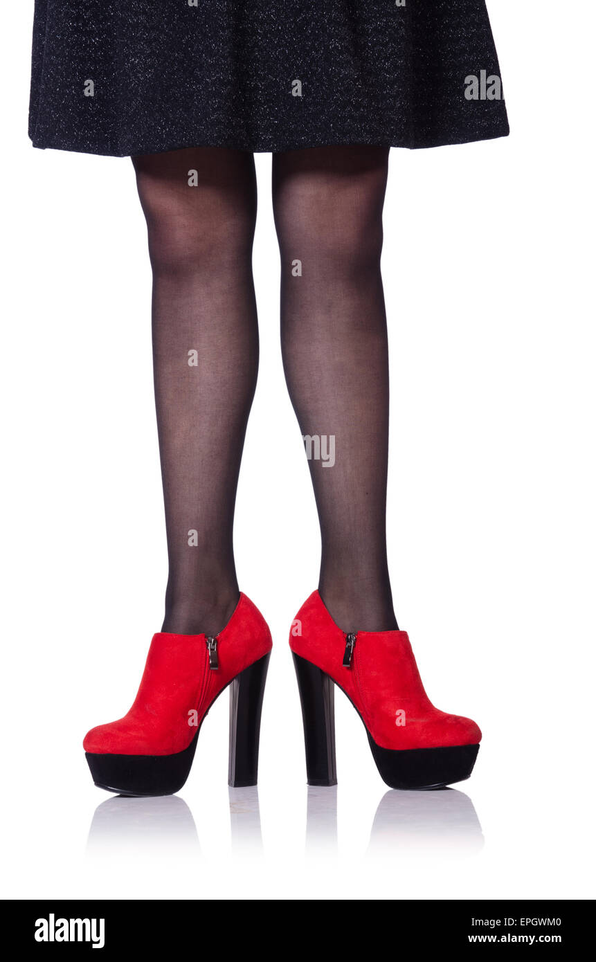 Woman legs with red shoes isolated on the white Stock Photo - Alamy
