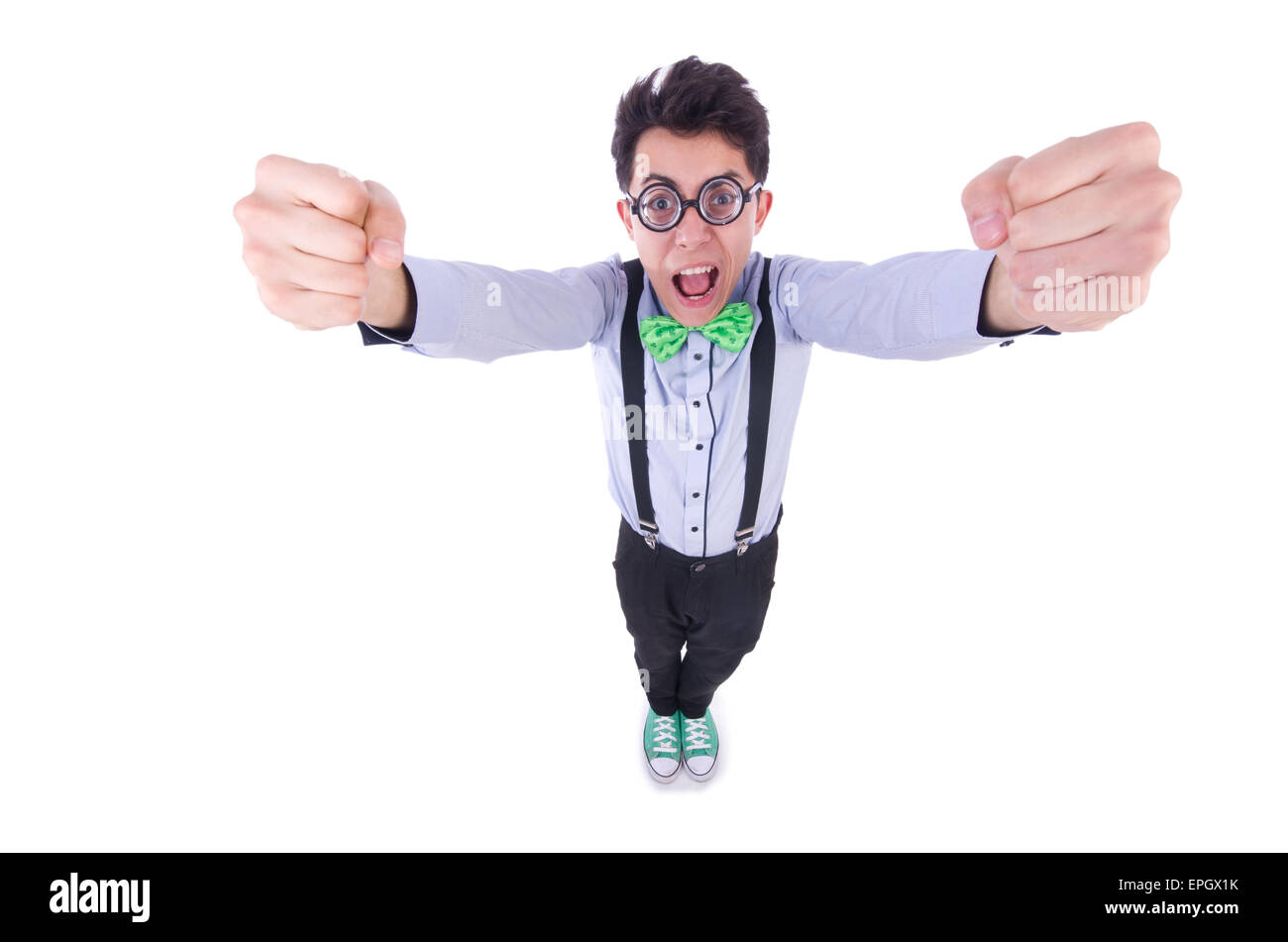 Funny guy isolated on the white background Stock Photo - Alamy