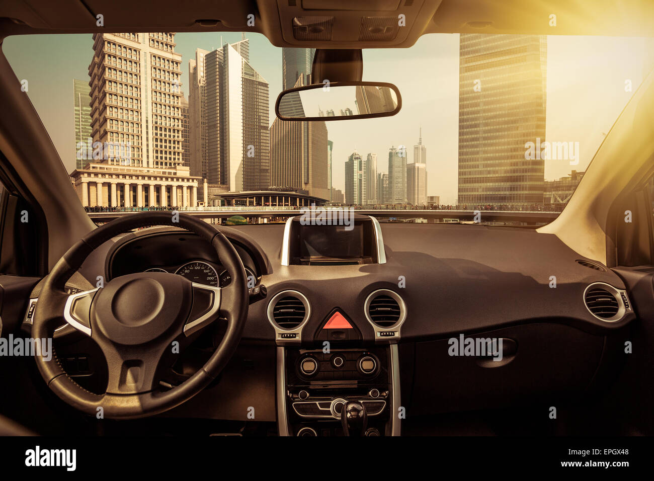 car through the downtown Stock Photo - Alamy