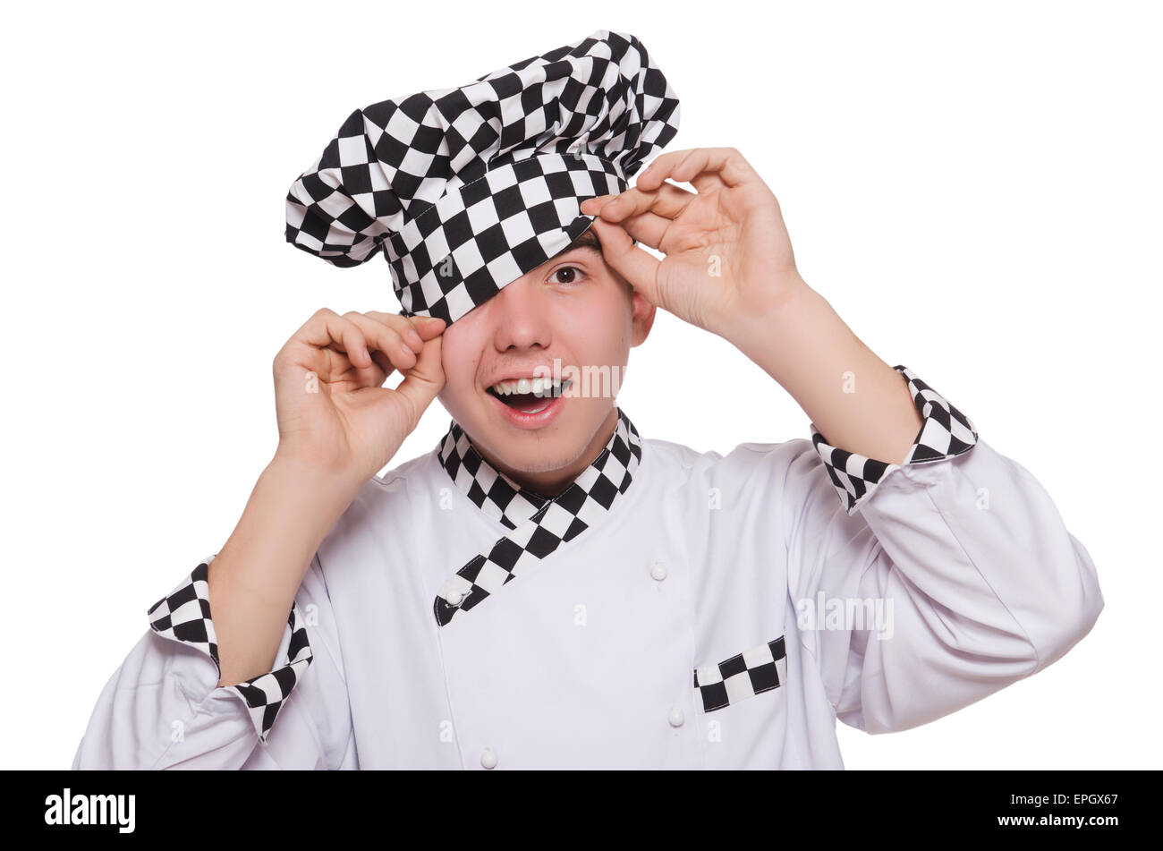 Funny male cook isolated on white Stock Photo - Alamy