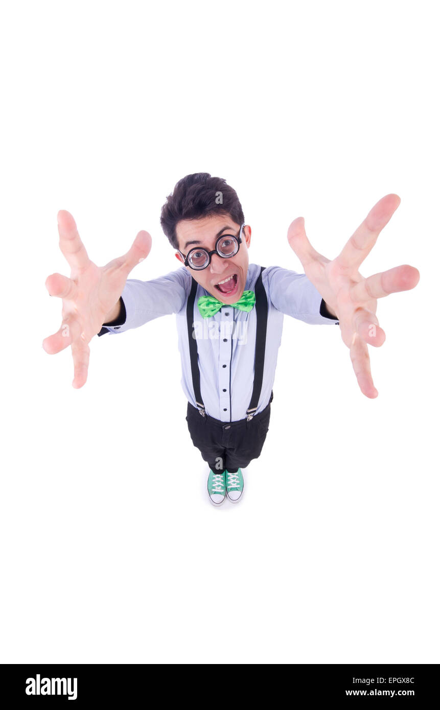 Funny guy isolated on the white background Stock Photo - Alamy