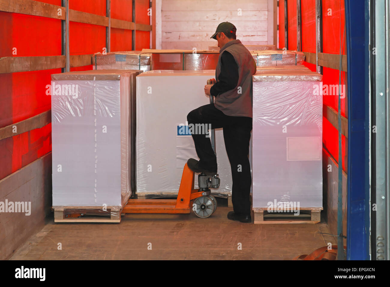 Forklift Loading Truck Goods High Resolution Stock Photography and ...