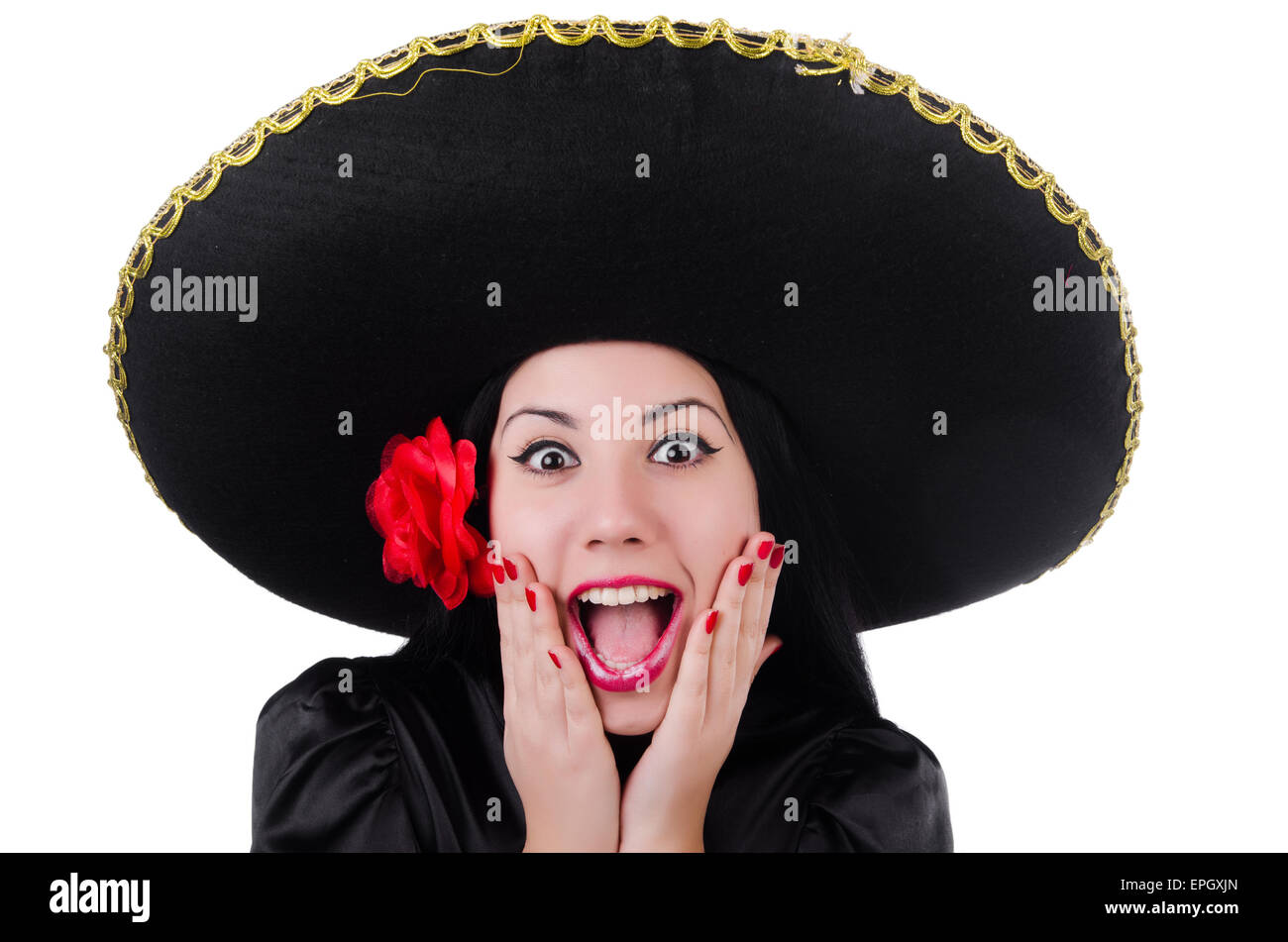 Mexican woman isolated on the white background Stock Photo - Alamy