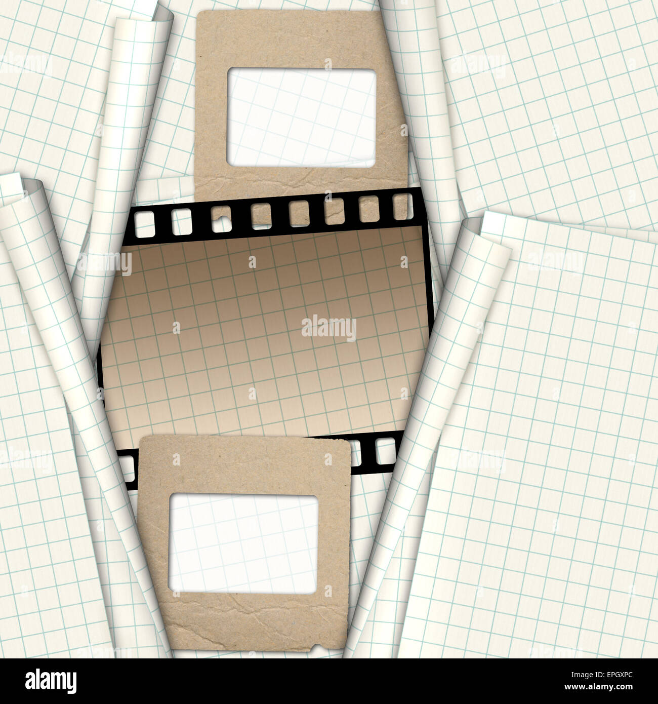 Old paper slides for photos on notebook sheet Stock Photo - Alamy