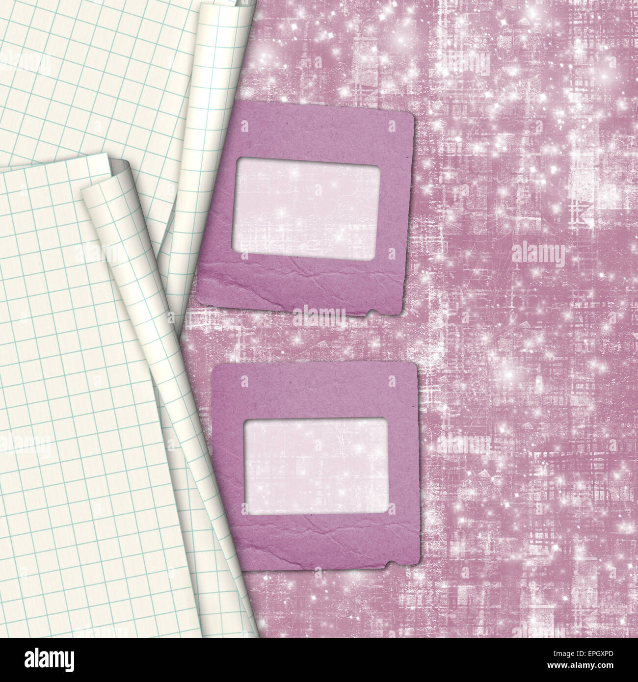 Old paper slides for photos on notebook sheet Stock Photo - Alamy