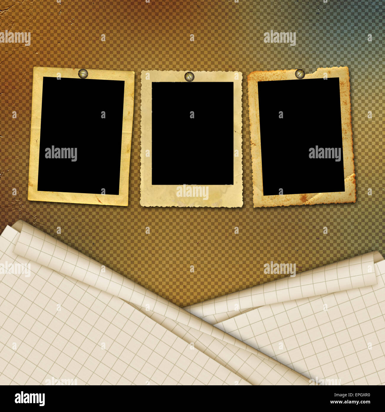 Sheets school notebook paper on the abstract background Stock Photo - Alamy